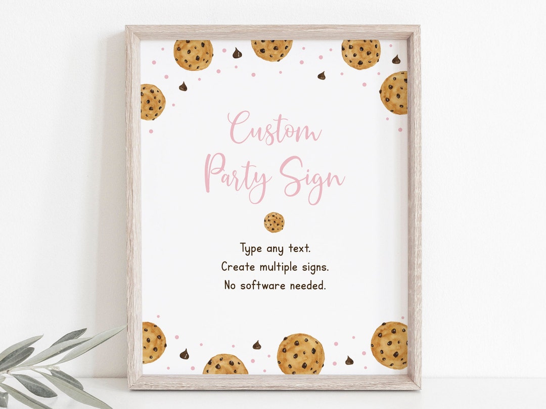 Editable Cookie Birthday Party Sign, One Sweet Cookie Birthday, Sweet ...
