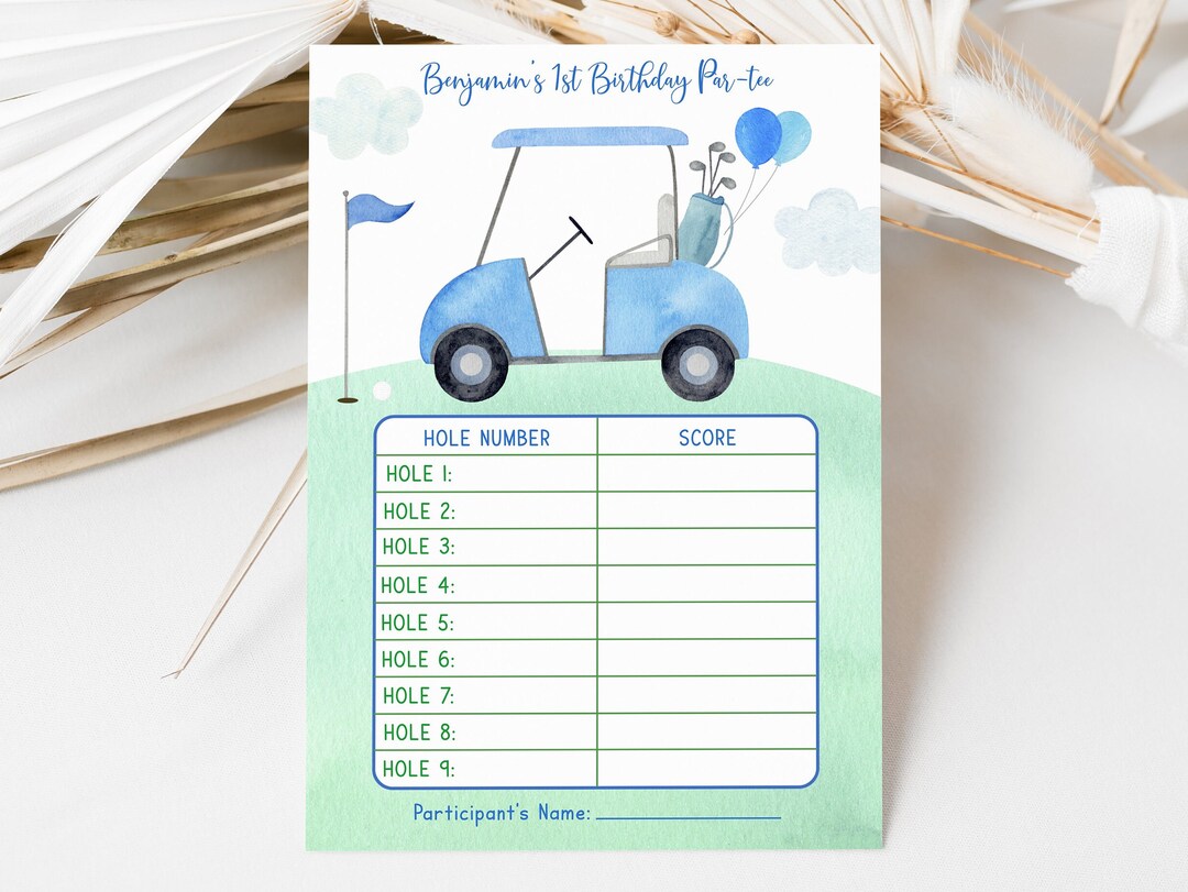 Editable Golf Party Score Card Golf Birthday Golf First Birthday Par ...