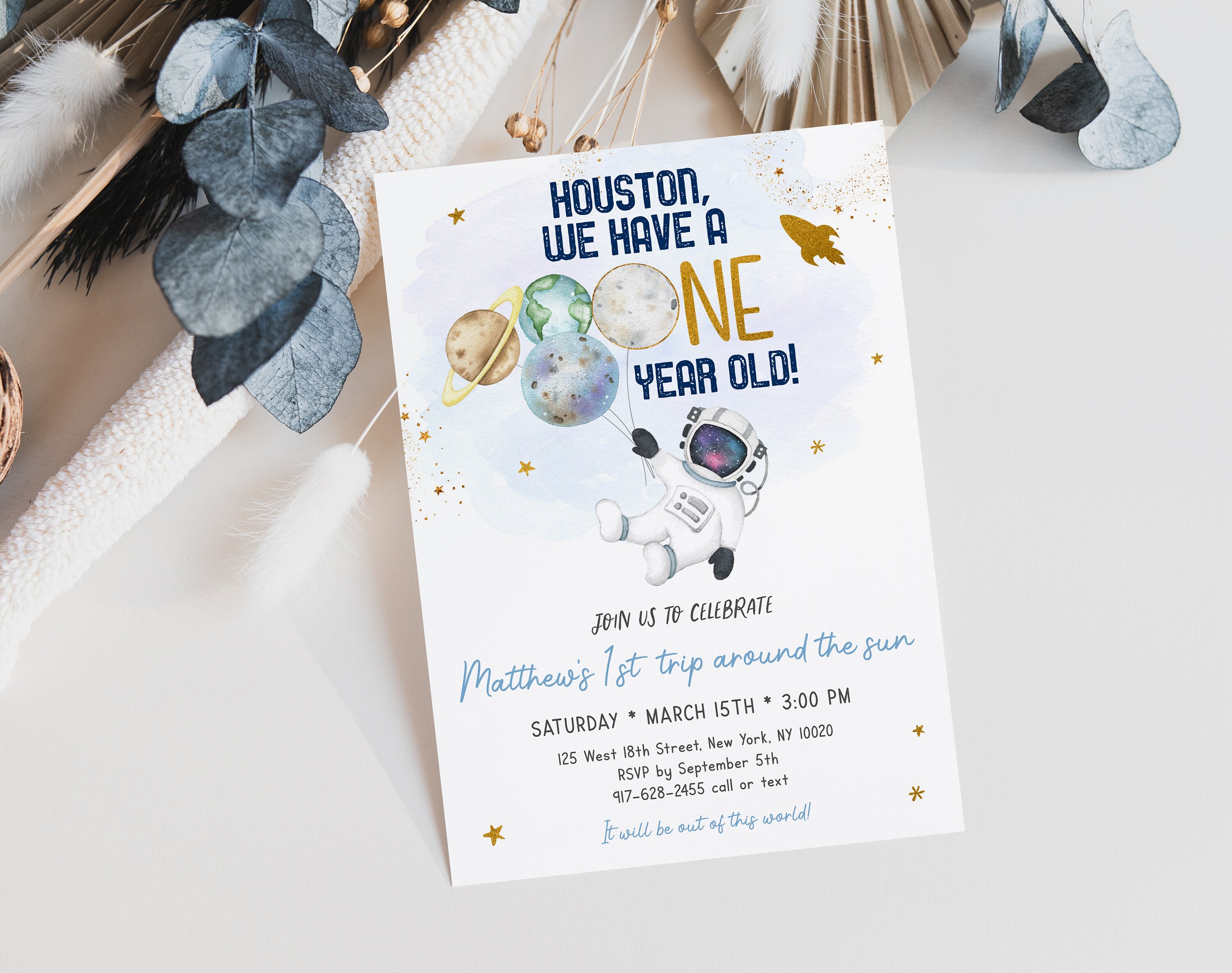 Editable Space Birthday Invitation First Trip Around the Sun - Etsy Canada