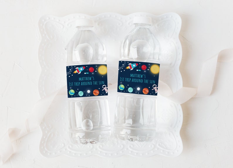 Editable Space Birthday Water Bottle Labels Astronaut Planet - Etsy