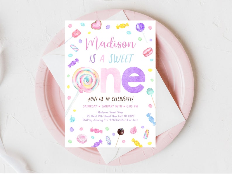 Editable Sweet One Birthday Invitation Sweet One Birthday - Etsy