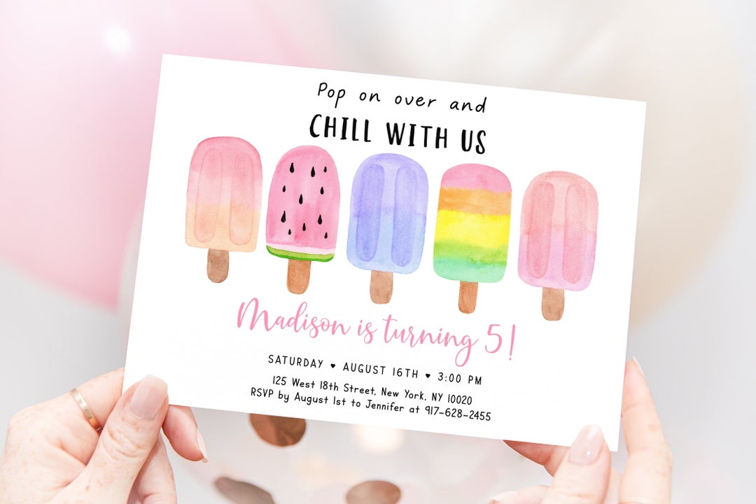 Editable Popsicle Birthday Invitation Popsicle Birthday Invite Pop on ...