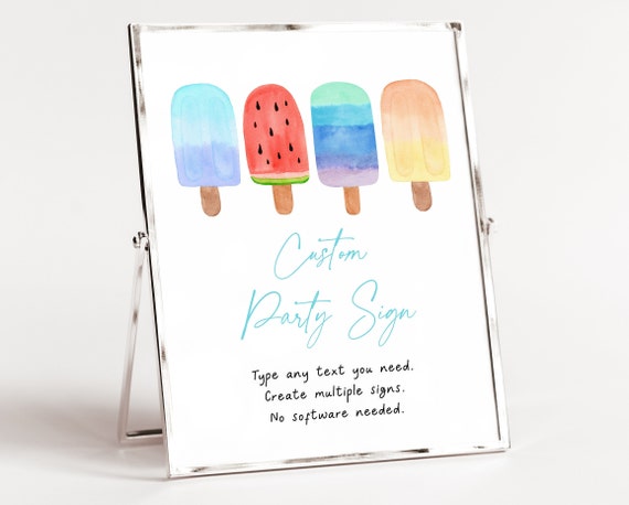 Editable Popsicle Birthday Sign Popsicle Party Pop On Over Chill With ...
