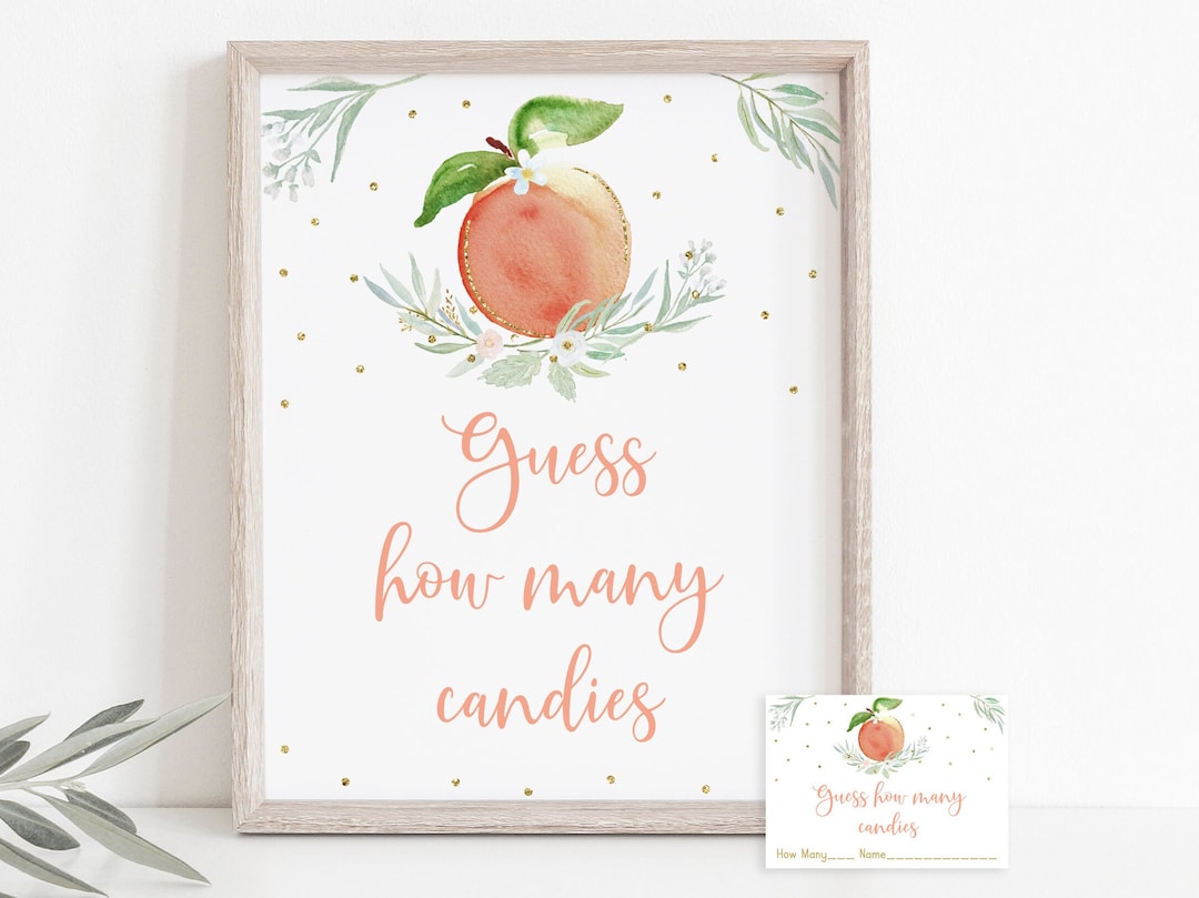 Peach Guess How Many Baby Shower Game Little Peach Baby Shower Peach ...