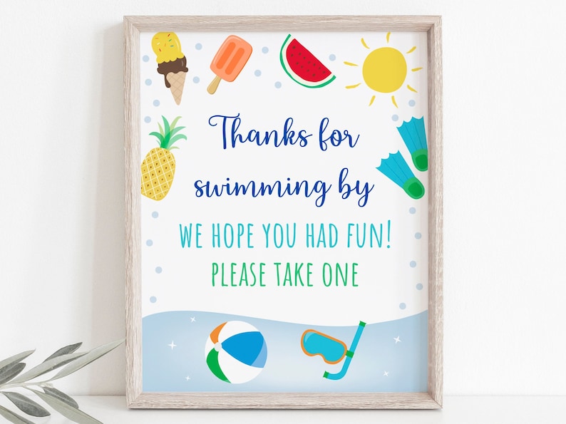 Pool Party Favor Sign Thank You Sign Pool Birthday Party Boys - Etsy