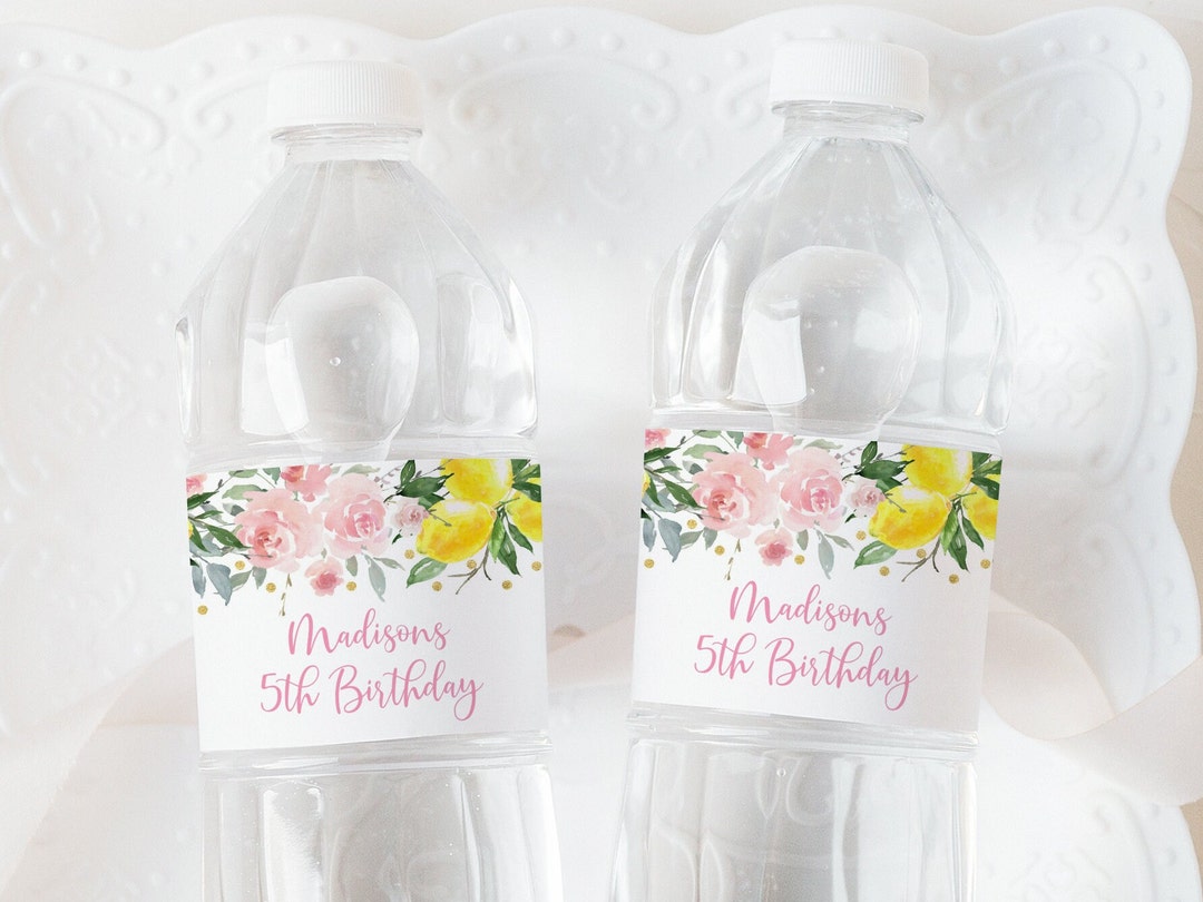 Editable Lemonade Birthday Water Bottle Labels Sunshine Lemonade Pink ...