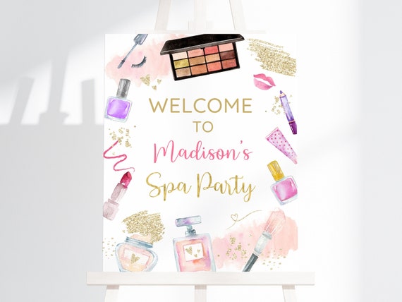 Editable Spa Birthday Welcome Sign Spa Party Tween Girl Glitz & Glam ...