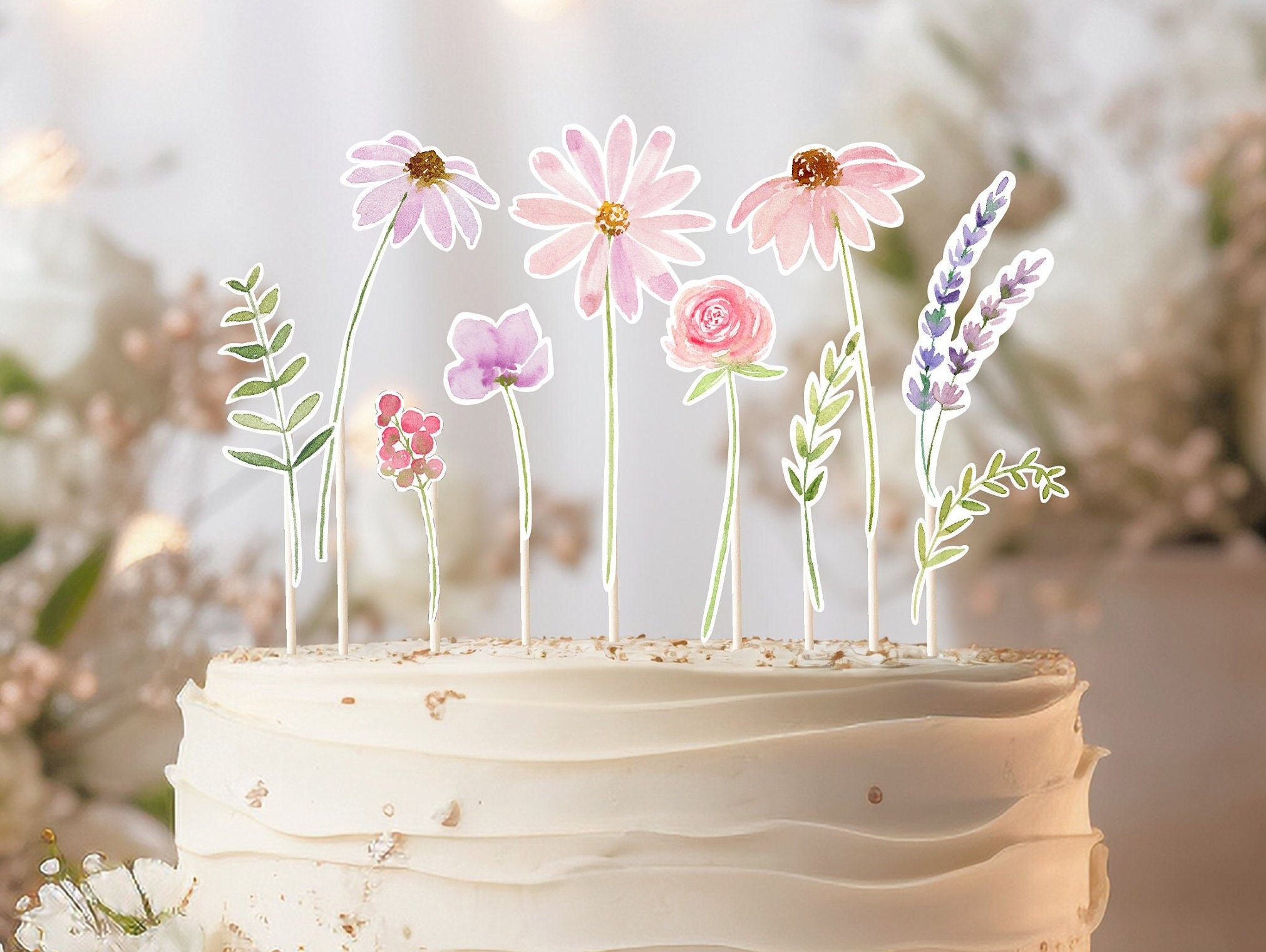 Wildflower Birthday Centerpiece Cake Topper Cut Outs Wildflower ...