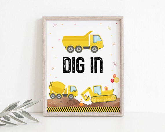 Dig in Construction Birthday Sign Food Sign Construction Truck | Etsy