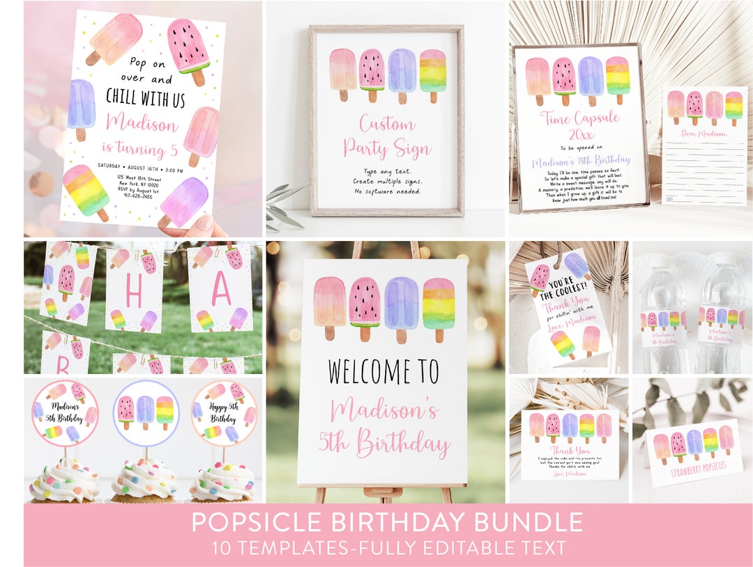 Editable Popsicle Birthday Invitation Bundle Popsicle Birthday - Etsy