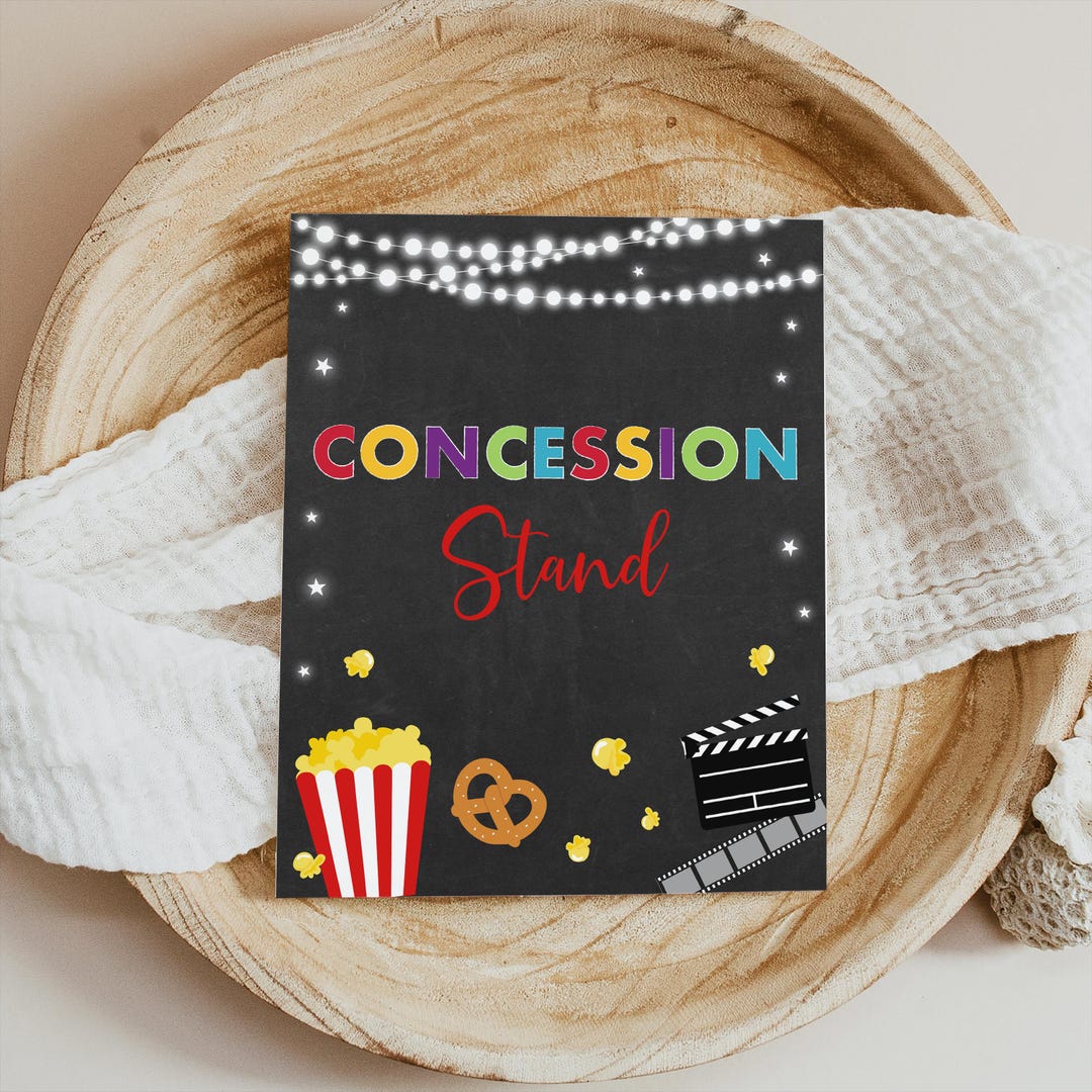 Movie Night Concession Stand Party Sign Backyard Movie Night Boy Girl ...