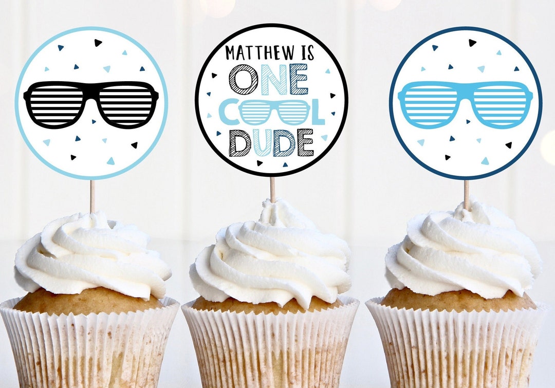 Editable One Cool Dude Cupcake Toppers One Cool Dude Birthday - Etsy