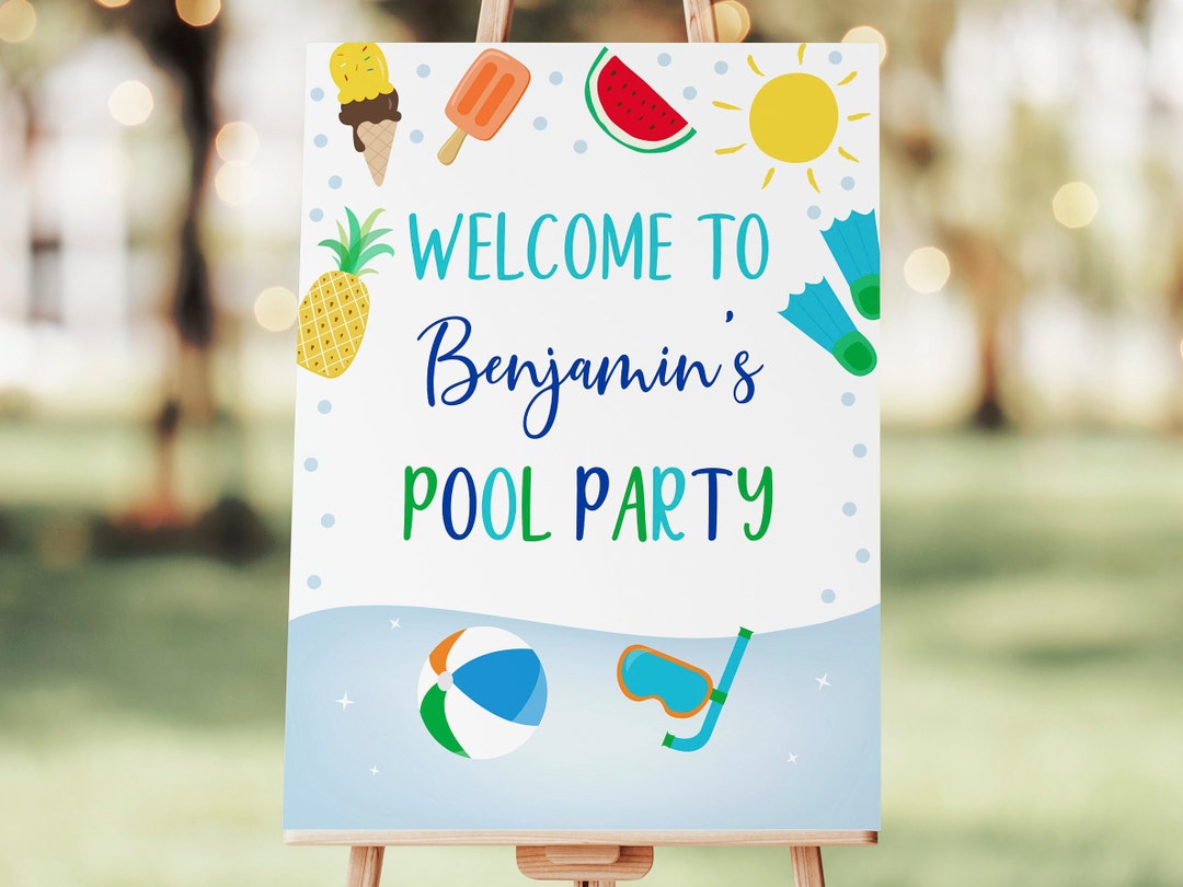 Editable Pool Party Welcome Sign Pool Party Birthday Boys Pool - Etsy