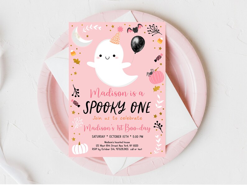 Editable Spooky One Ghost Birthday Invitation Halloween Ghost - Etsy