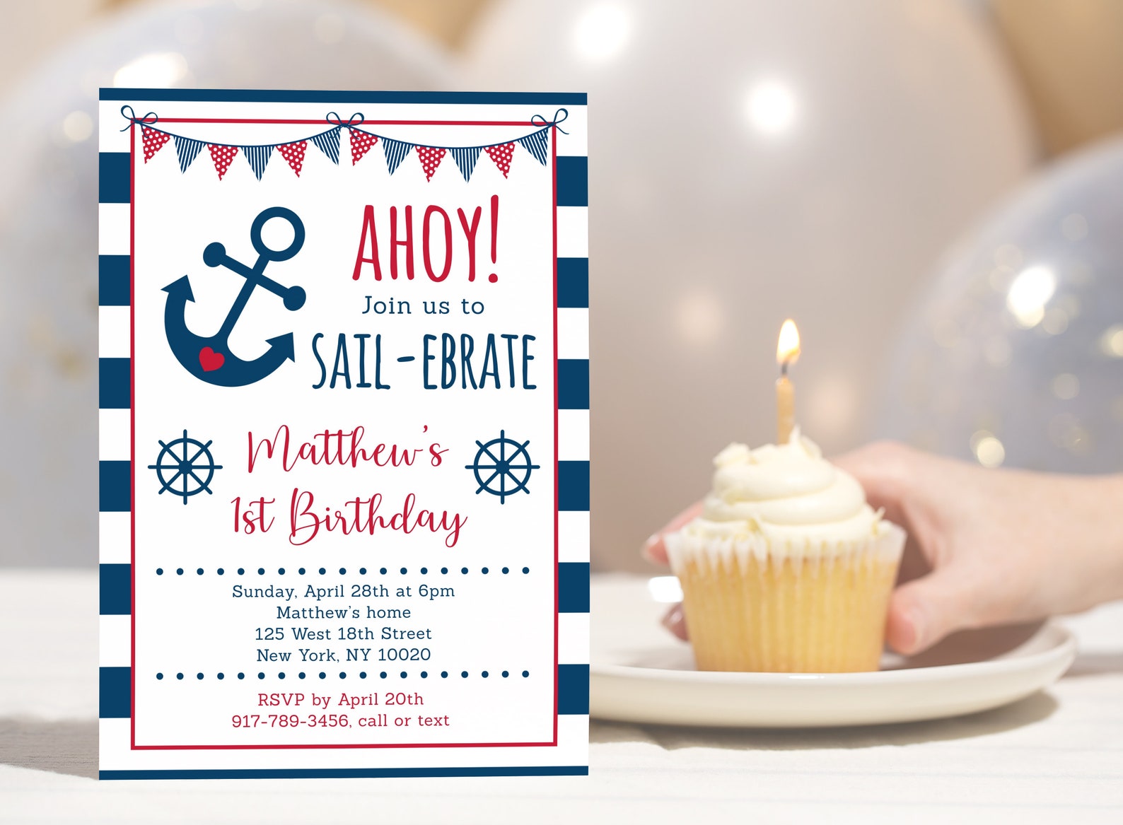 Editable Anchor Birthday Invitation Nautical Birthday Invite - Etsy