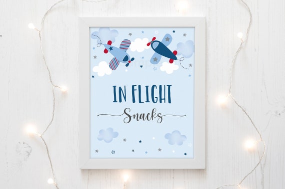 Airplane In Flight Snacks Sign, Airplane Birthday, Airplane Party, Boy ...