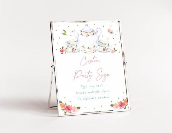 Editable Tea Party Birthday Sign Table Sign Tea for Two Girls Tea Party ...