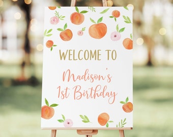 Editable Peach Birthday Time Capsule Sign First Birthday Time Capsule ...