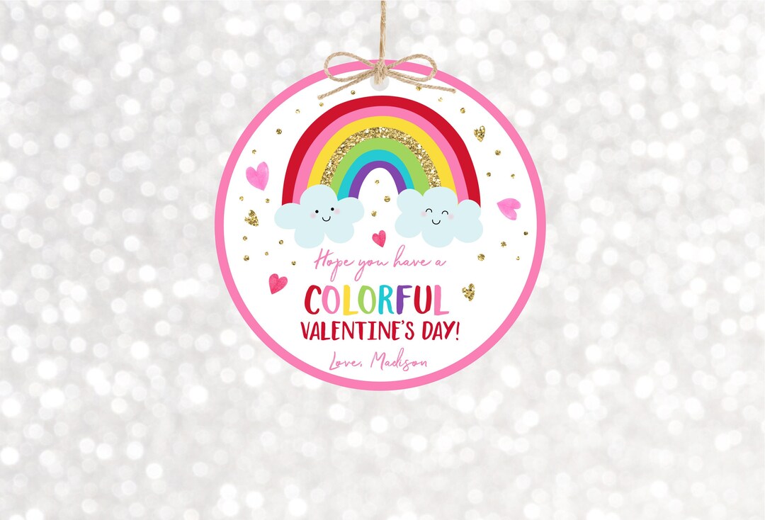 Editable Valentine Rainbow Tag Valentine's Day Favor Tags Treat Tags ...