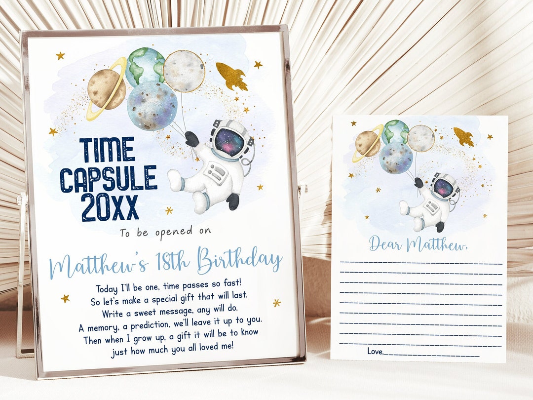 Editable Outer Space Birthday Time Capsule Sign First Birthday - Etsy