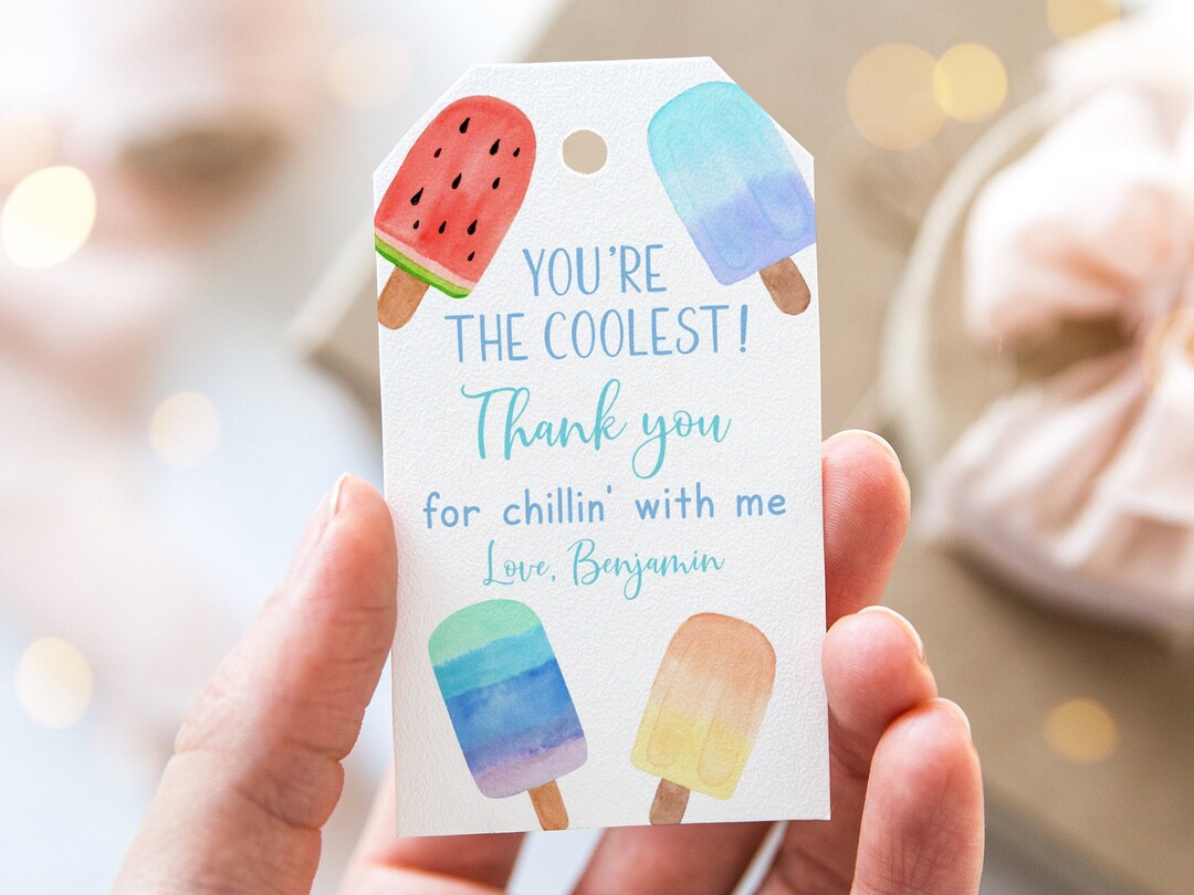 Editable Popsicle Birthday Thank You Tags Favor Tags You're the Coolest ...
