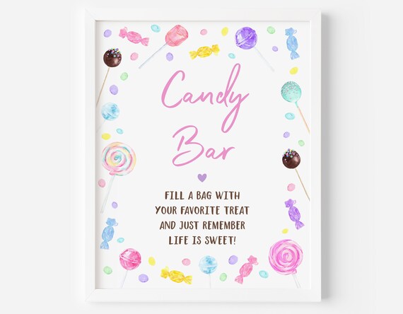 Candy Bar Party Sign Sweet Shop Birthday Candy Birthday | Etsy
