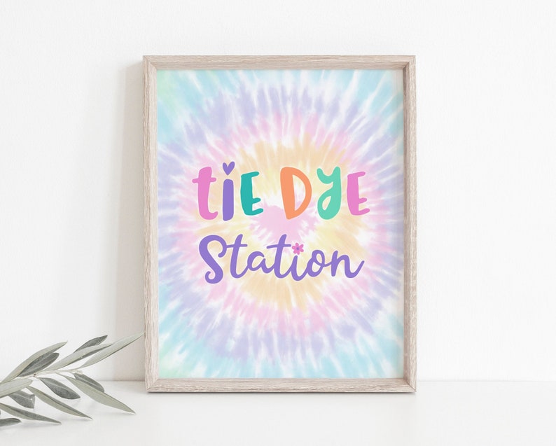 Tie Dye Station Birthday Sign Girls Tie Dye Party Pink Rainbow | Etsy