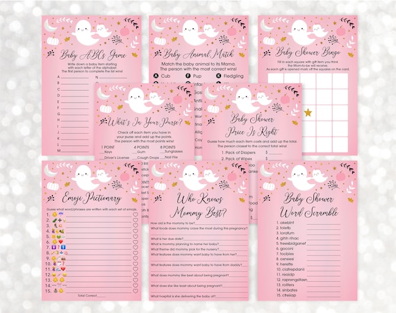 Little BOO Ghost Baby Shower Games Bundle Little Boo Baby Shower Pink ...