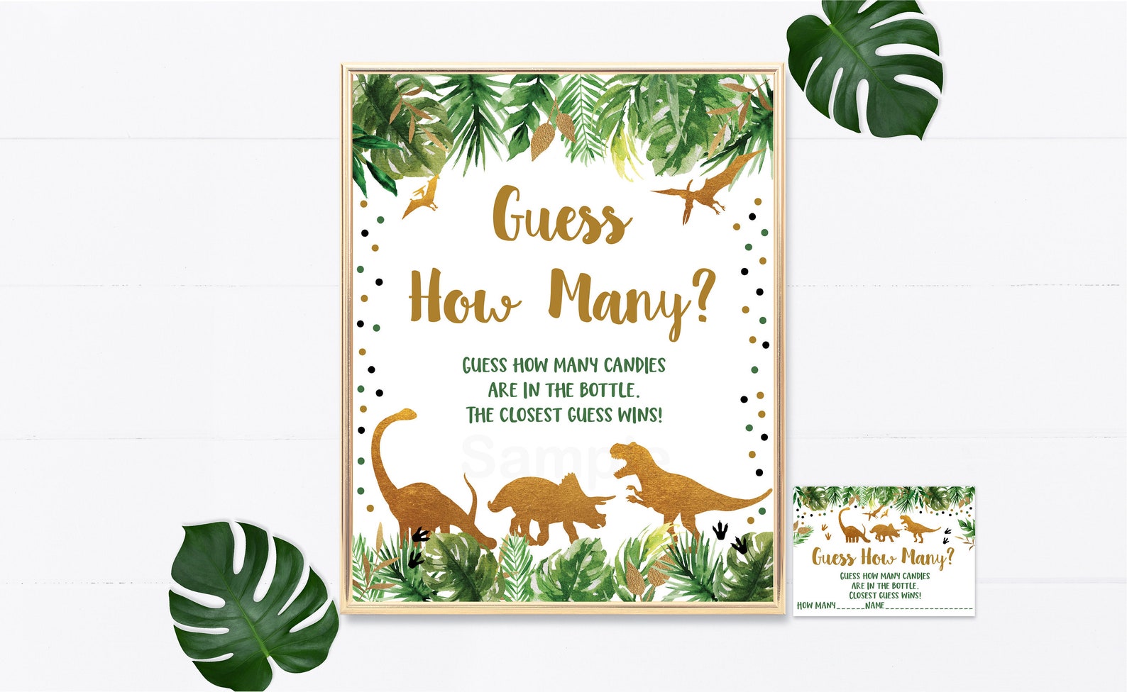 Dinosaur Guess How Many Game Dinosaur Baby Shower Gold - Etsy