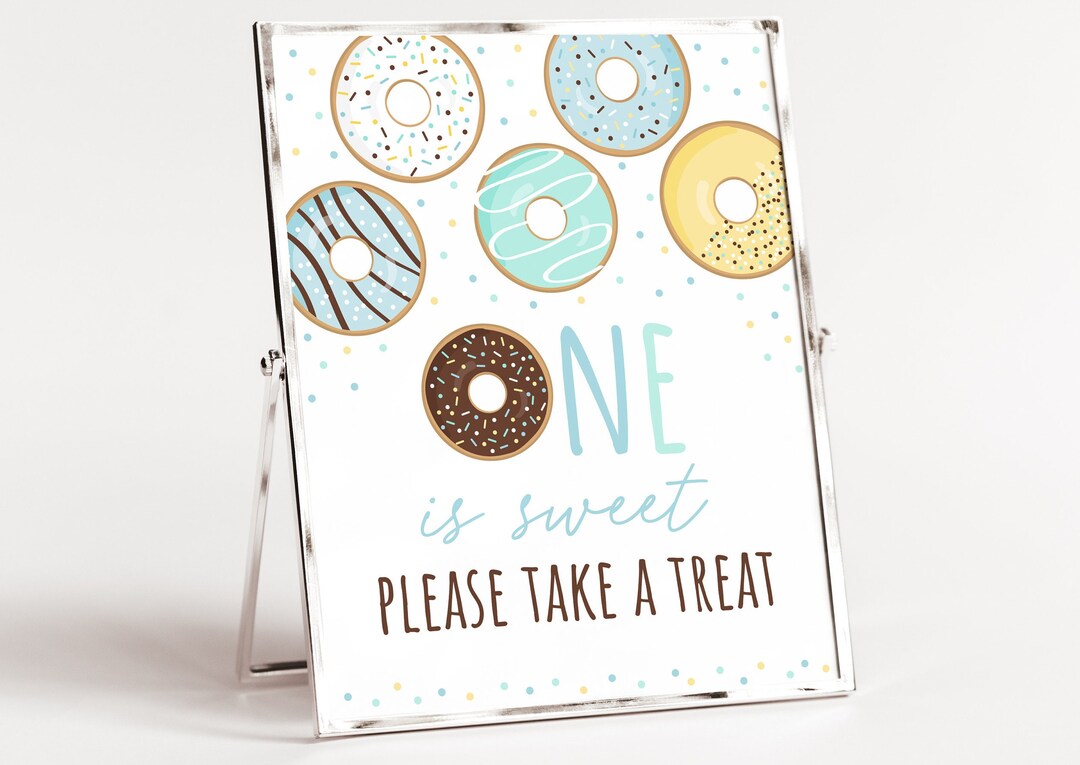 Donut One is Sweet Sign Donut Birthday Party Favor Sign - Etsy