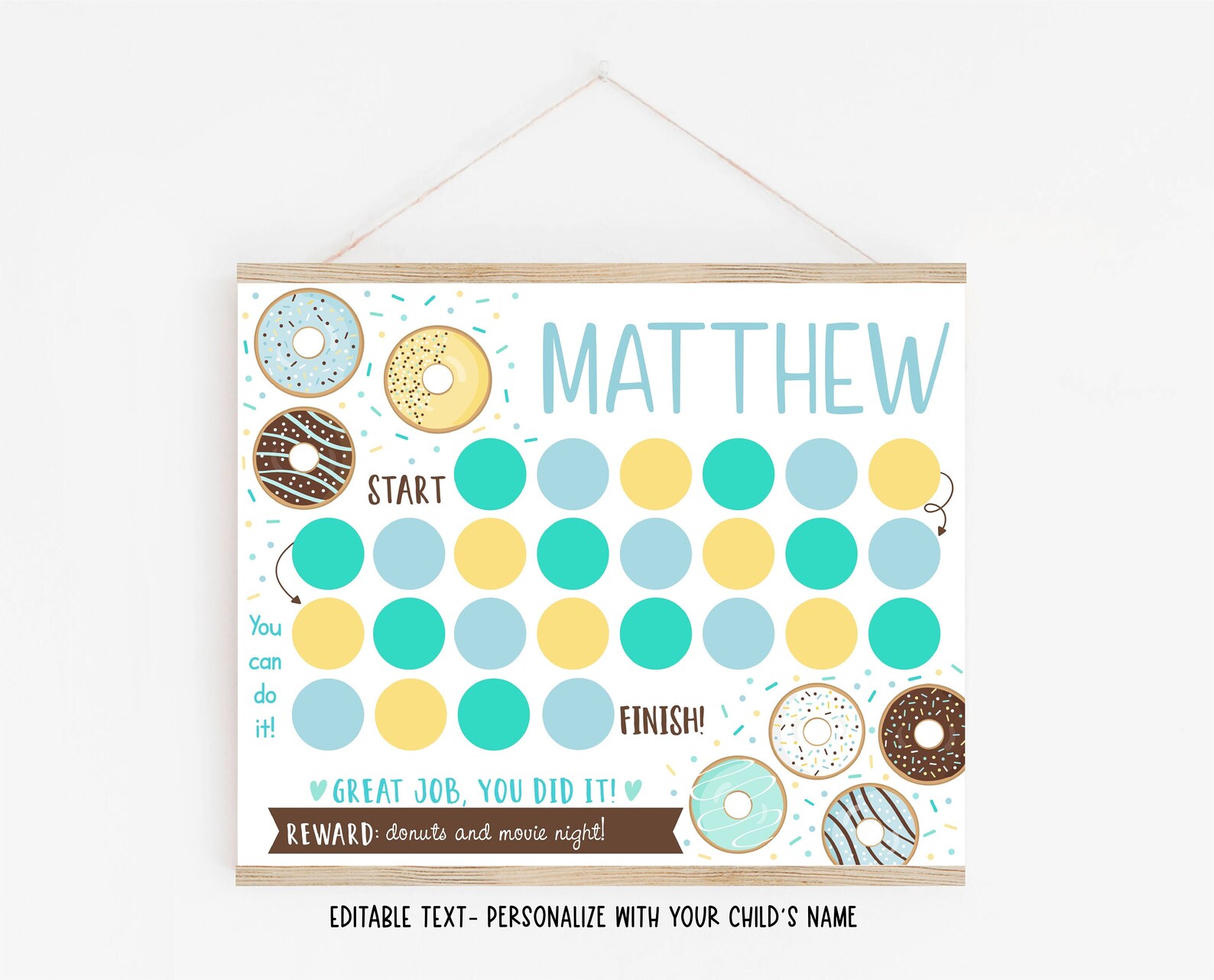 Editable Donut Reward Chart Sticker Chart Boy Blue Donut - Etsy