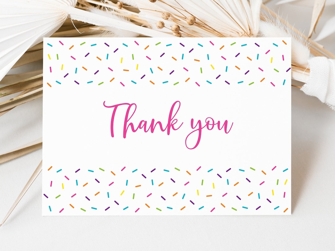 Pink Baby Sprinkle Thank You Card Baby Girl Sprinkle Rainbow Sprinkle ...