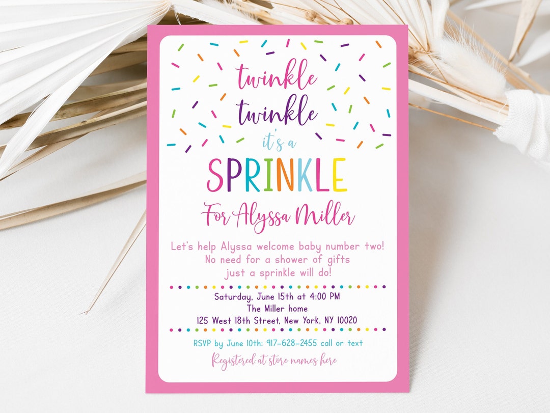 Editable Girl Baby Sprinkle Invitation Pink Baby Sprinkle Invite ...