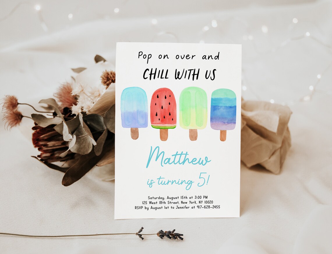 Editable Popsicle Birthday Invitation Popsicle Birthday Invite - Etsy