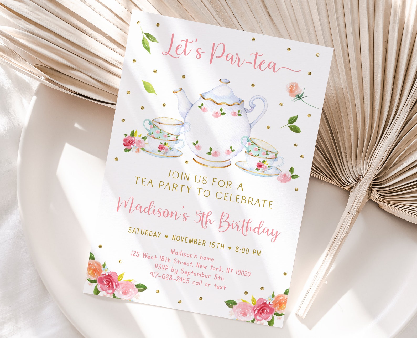 Editable Let's Par-tea Birthday Invitation Tea Party - Etsy
