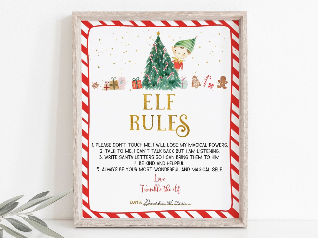 Editable Elf Rules Sign Christmas Elf Arrival Rules No Touching Elf ...