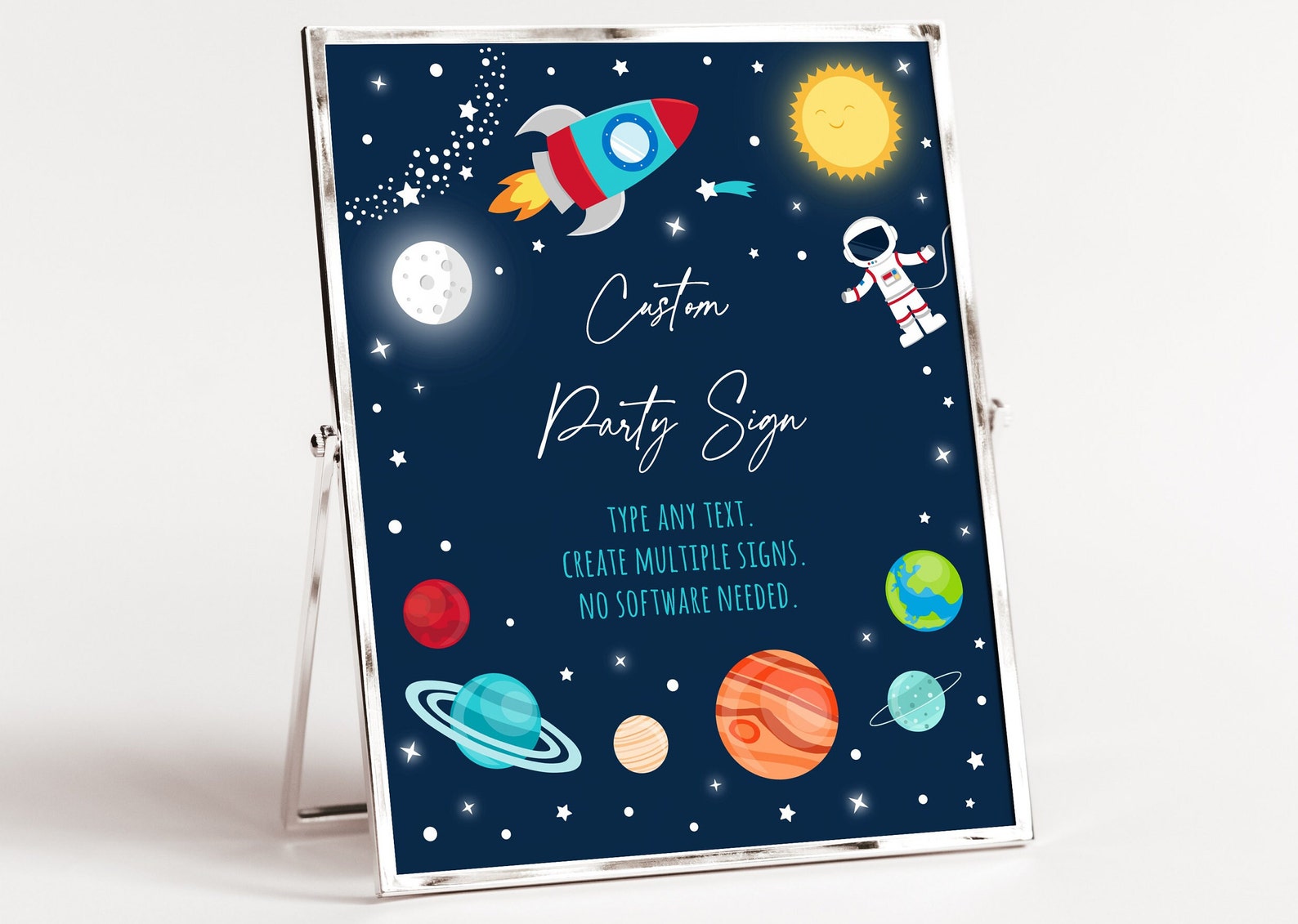 Editable Space Birthday Party Sign Astronaut Planet Outer - Etsy