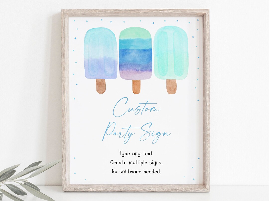 Editable Popsicle Baby Shower Sign Ready to Pop Blue Boy Popsicle Baby ...