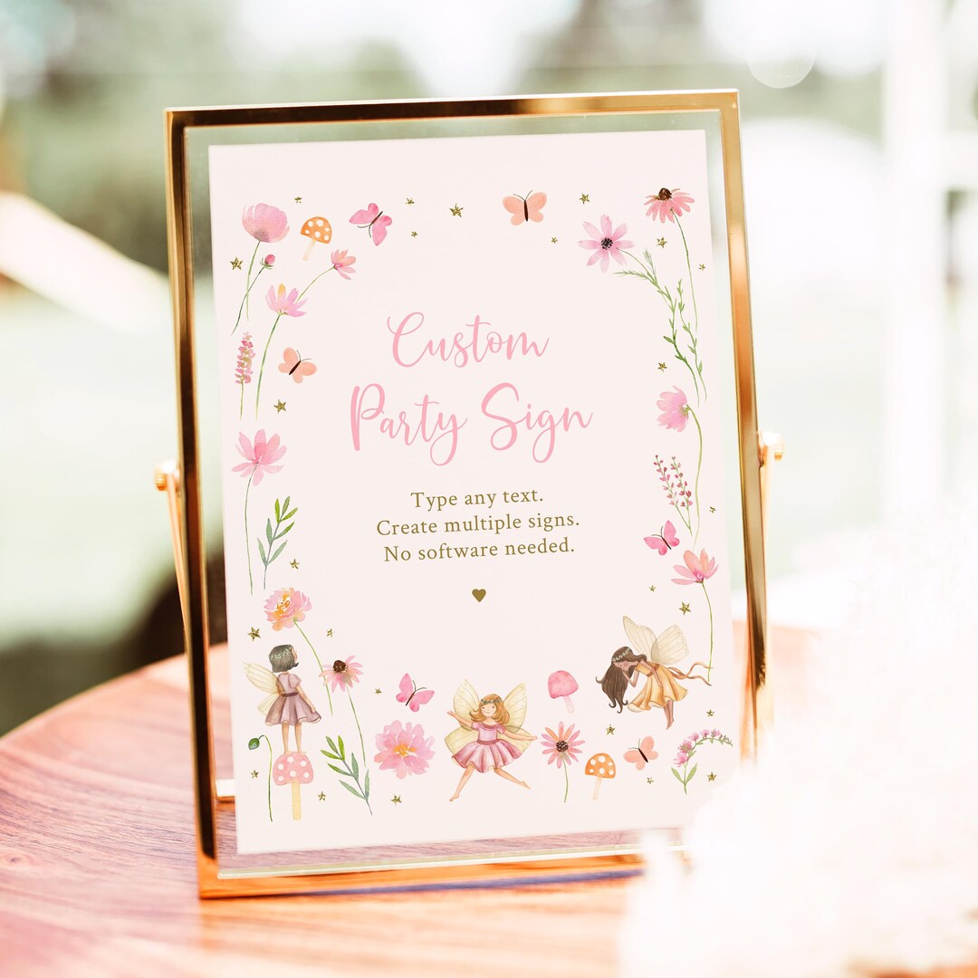 Editable Fairy Birthday Party Sign Wildflower Fairy Garden Birthday ...