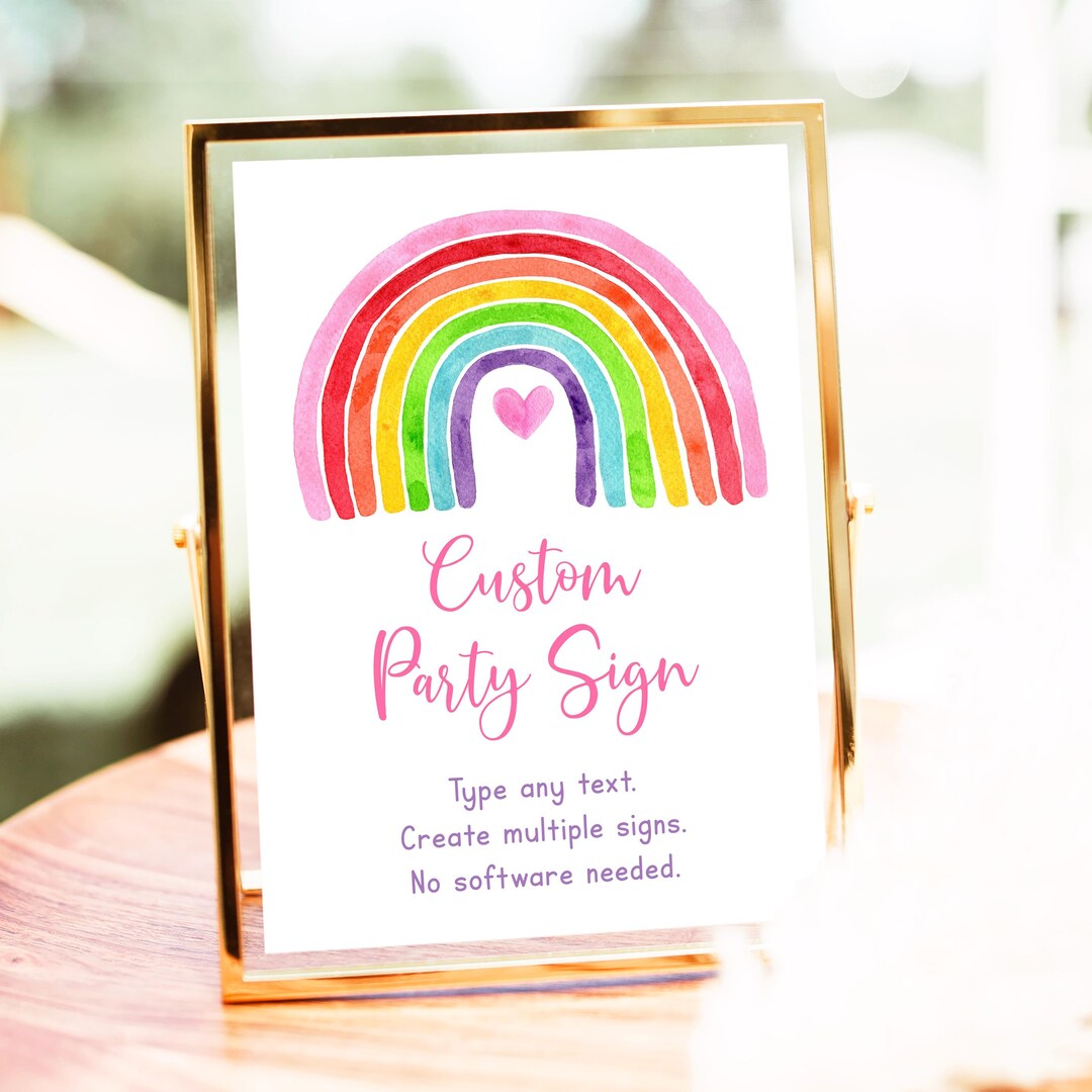 Editable Rainbow Birthday Sign, Minimalist Rainbow, Girl Rainbow Party ...