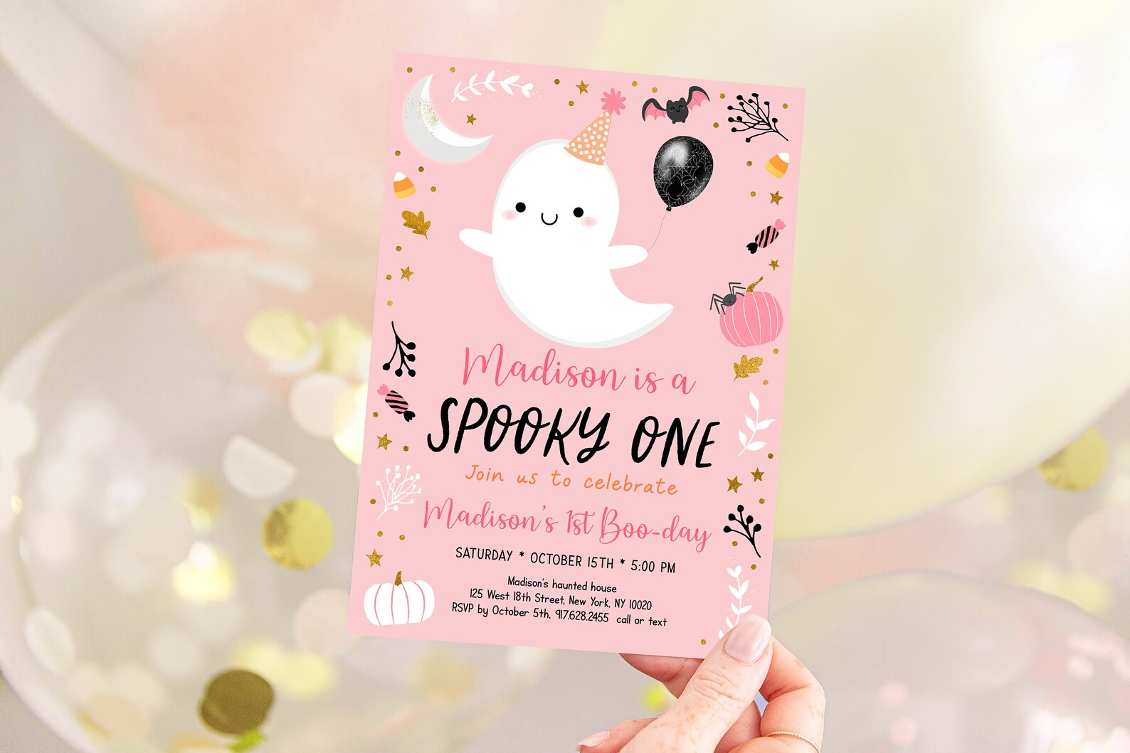 Editable Spooky One Ghost Birthday Invitation Halloween Ghost | Etsy