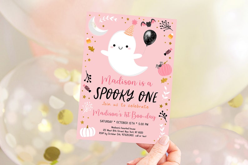 Editable Spooky One Ghost Birthday Invitation Halloween Ghost - Etsy