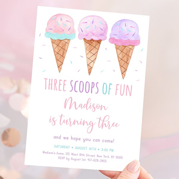 Ice Cream Invitation - Etsy