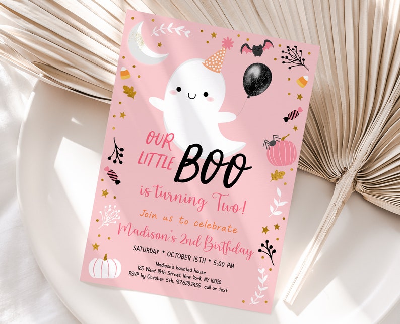 Editable Little Boo Birthday Invitation BOO Turning Two - Etsy