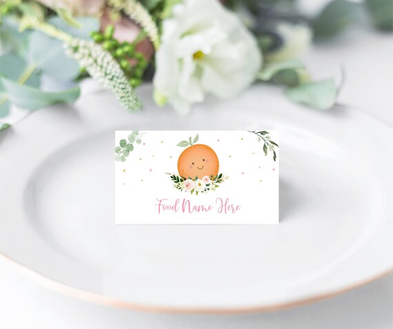 Editable Little Cutie Tent Cards Food Labels Place Cards Pink Little ...