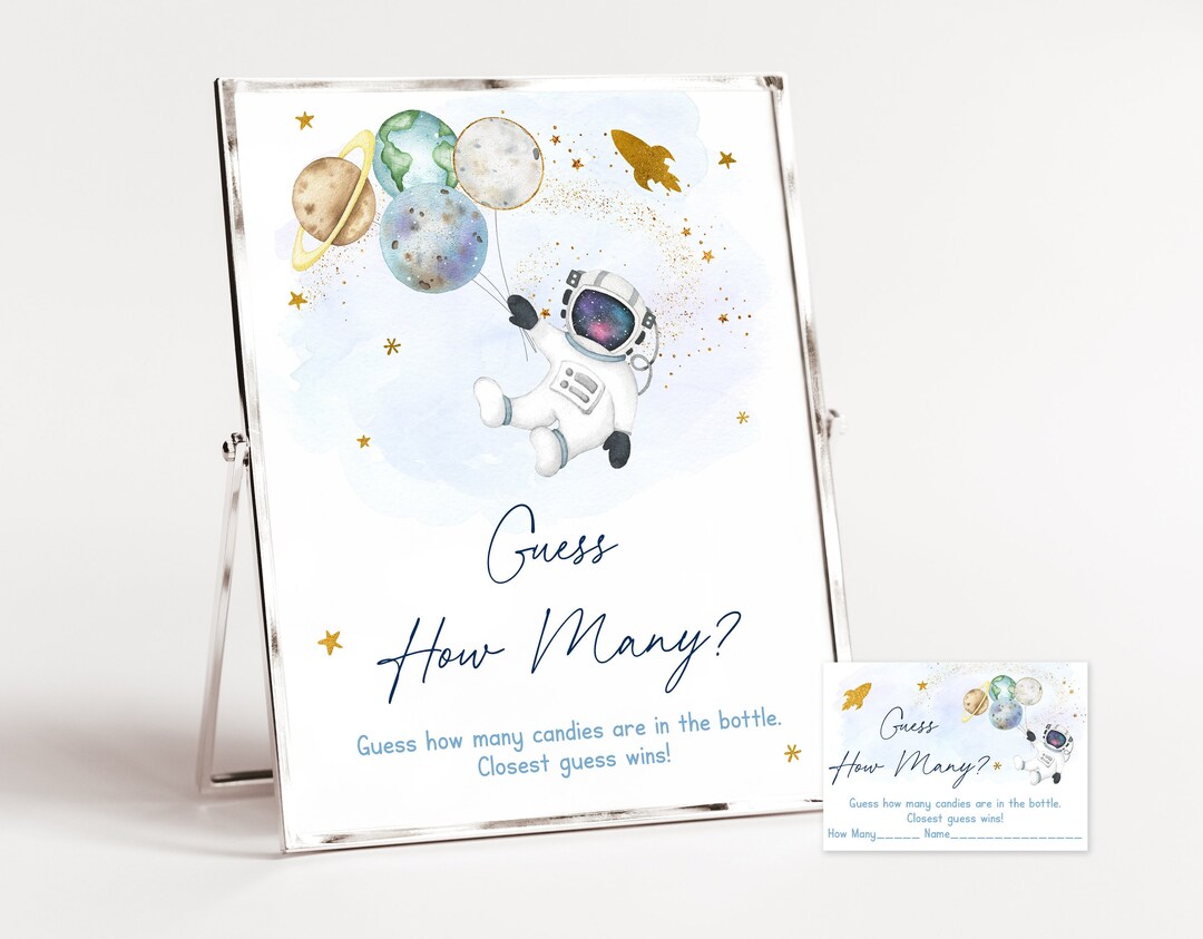 Astronaut Guess How Many Game Outer Space Baby Shower Blue - Etsy