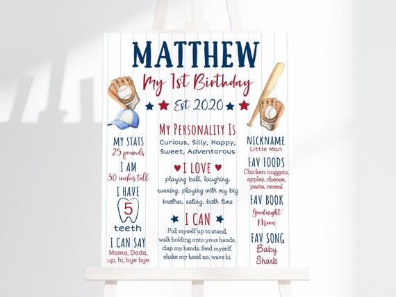 Editable Baseball Birthday Milestone Sign Baseball First - Etsy