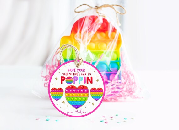 Editable Valentine Rainbow Pop It Tag Poppin' Valentine's Day Favor ...