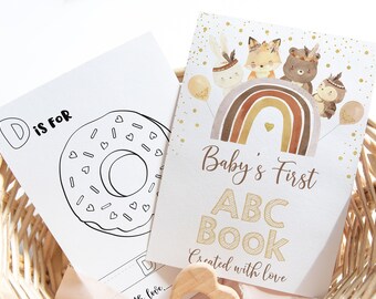 ABC Book Baby Shower Game Woodland Greenery Alphabet Coloring Book Baby ...