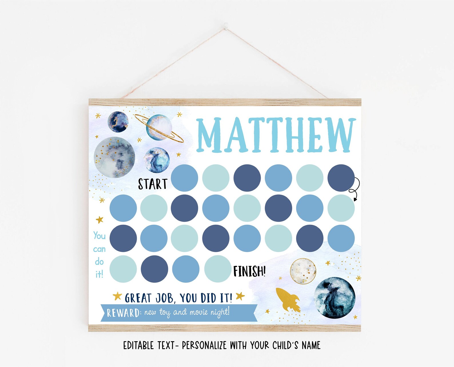 Editable Space Reward Chart Galaxy Planets Sticker Chart Boy - Etsy
